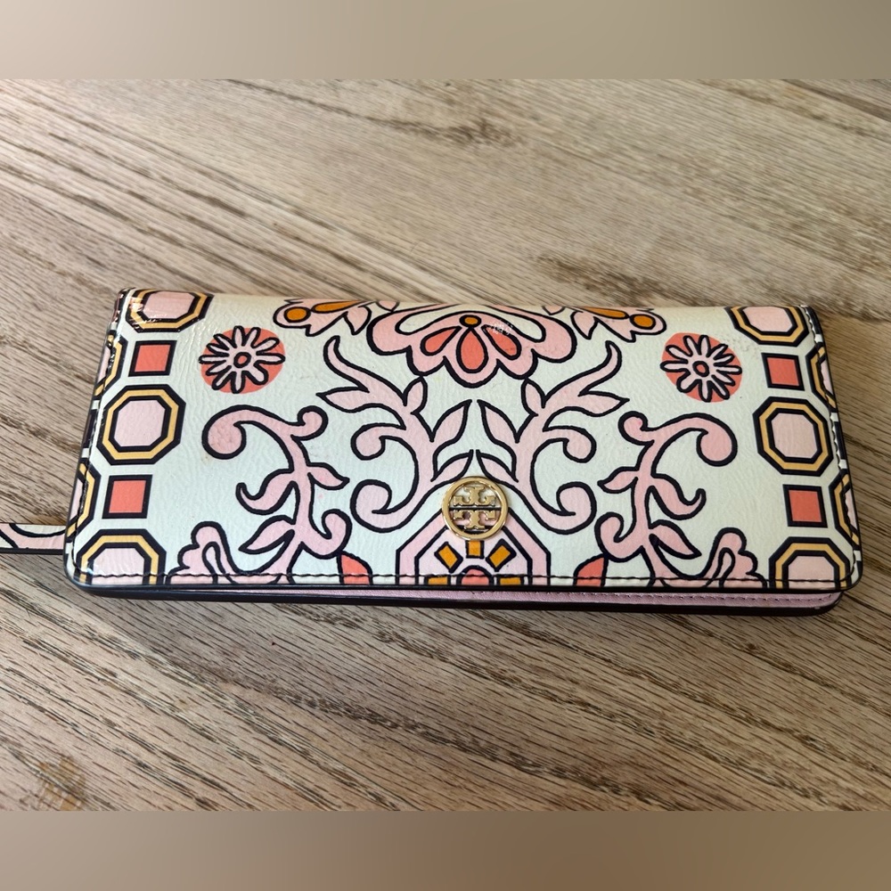 Rare Tory Burch Hicks Garden Slim Envelope Wallet - Gem